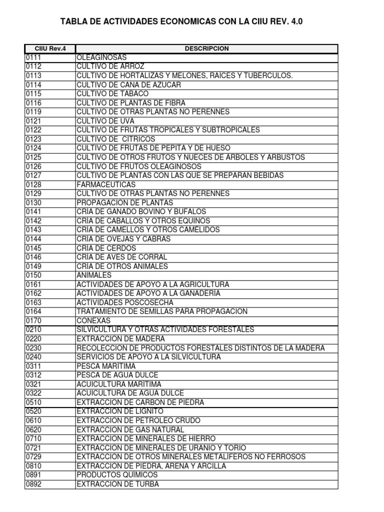 CIIU Tabla Oficial Ver. 4 | PDF | Seguro | Televisión