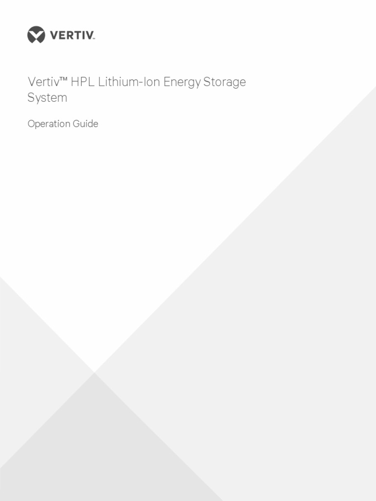 Vertiv HPL Lithium Ion Energy Storage System Operations Guide | PDF ...