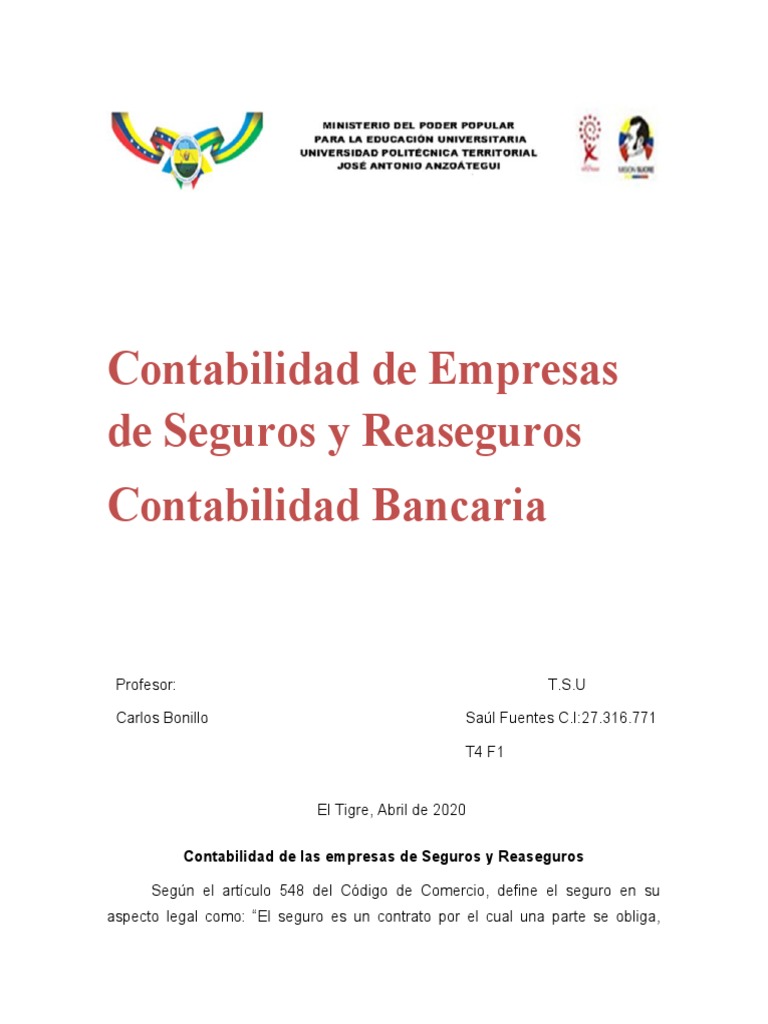 Contabilidad de Seguros y Contabilidad Bancaria 2020 | Descargar gratis PDF | Póliza de seguros ...