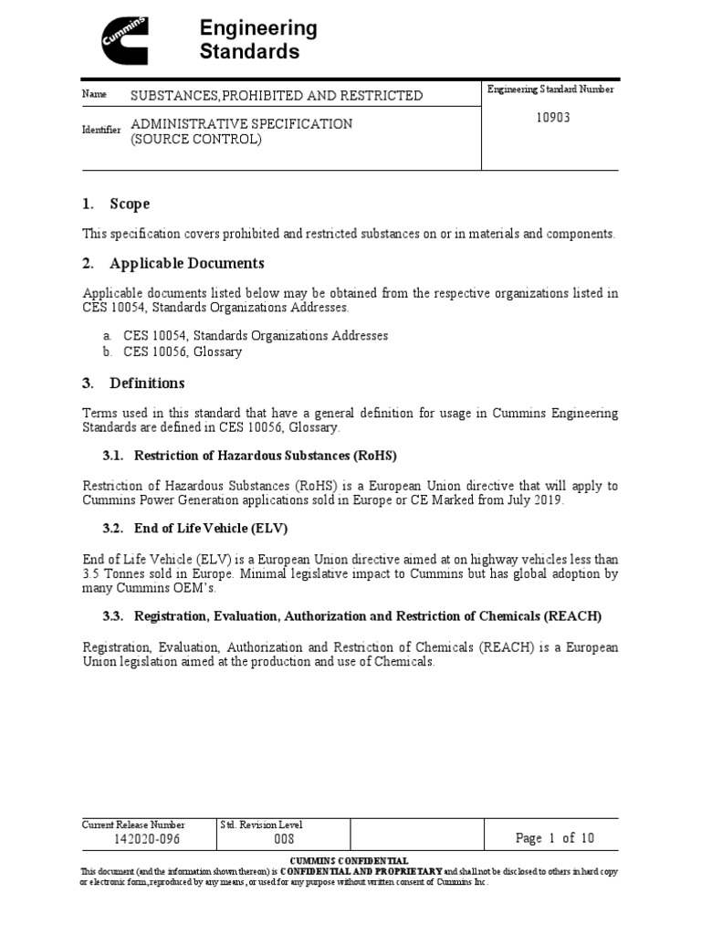 Scope: 3.1. Restriction of Hazardous Substances (Rohs) | PDF ...