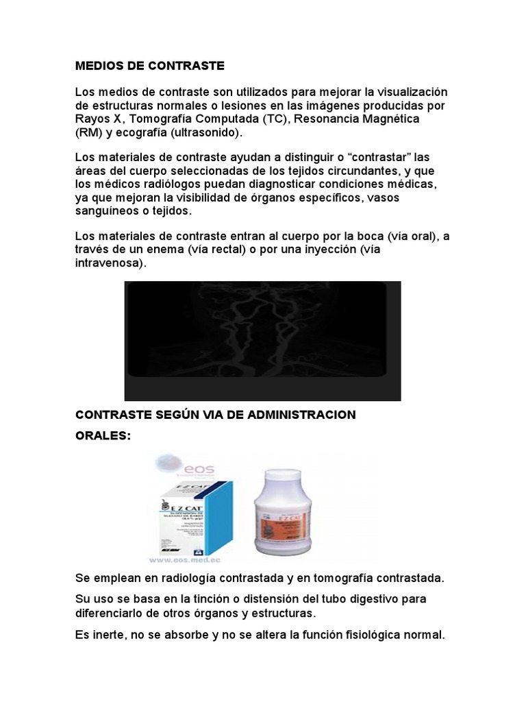 Medios de Contraste | PDF | Ct Scan | Radiología