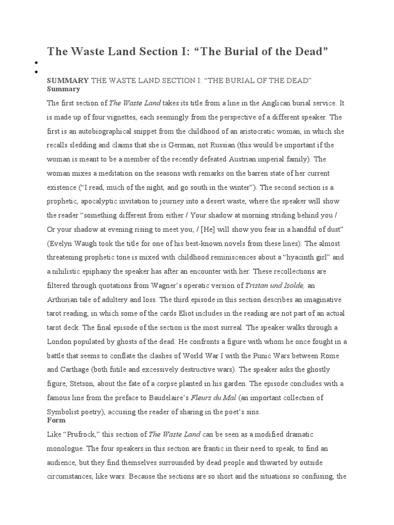 The Waste Land Section I | PDF | Poetry | Unrest