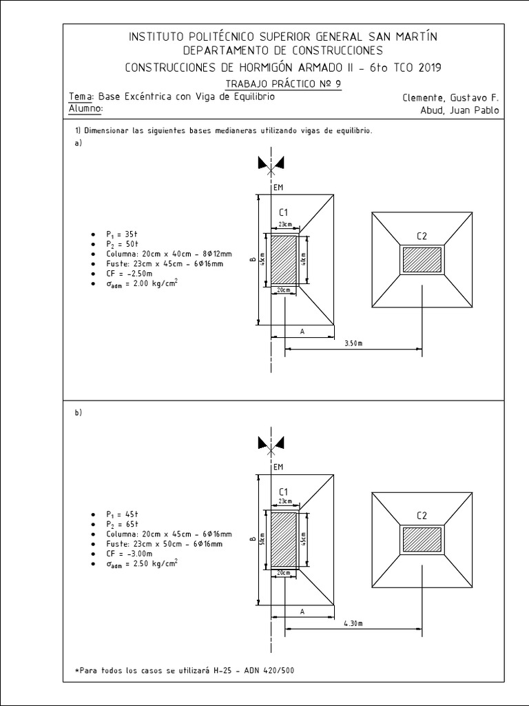 Cálculo Base Excéntrica Con Viga de Equilibrio | PDF