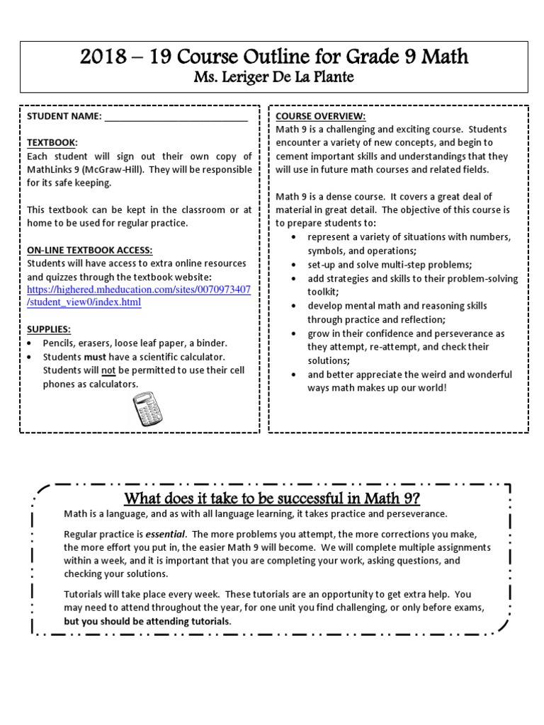 Math 9 Course Outline 2019-2020 1 | Download Free PDF | Polynomial ...