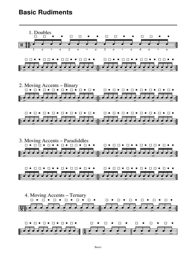 Basic Rudiments, Independence and Grooves PDF | PDF | Musical Subgenres ...