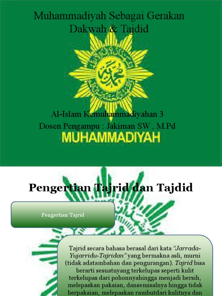 Muhammadiyah Sebagai Gerakan Dakwah Dan Tajdid | PDF
