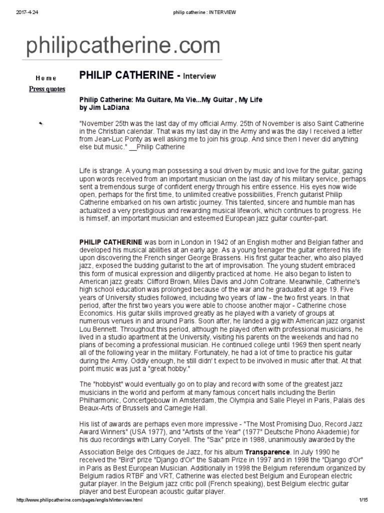 Philip Catherine Interview | PDF | Jazz | Guitars