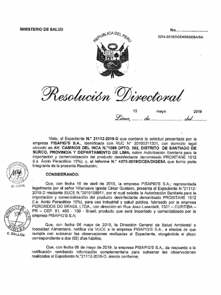 PROXITANE 1512 - RD DIGESA Al 13 de Mayo Del 2022.pdf Versión 1 | PDF