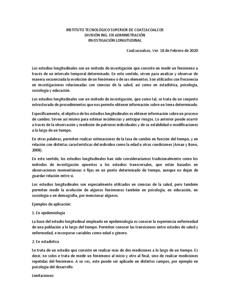 Investigacion Longitudinal - 1 | PDF | Estadísticas | Sicología