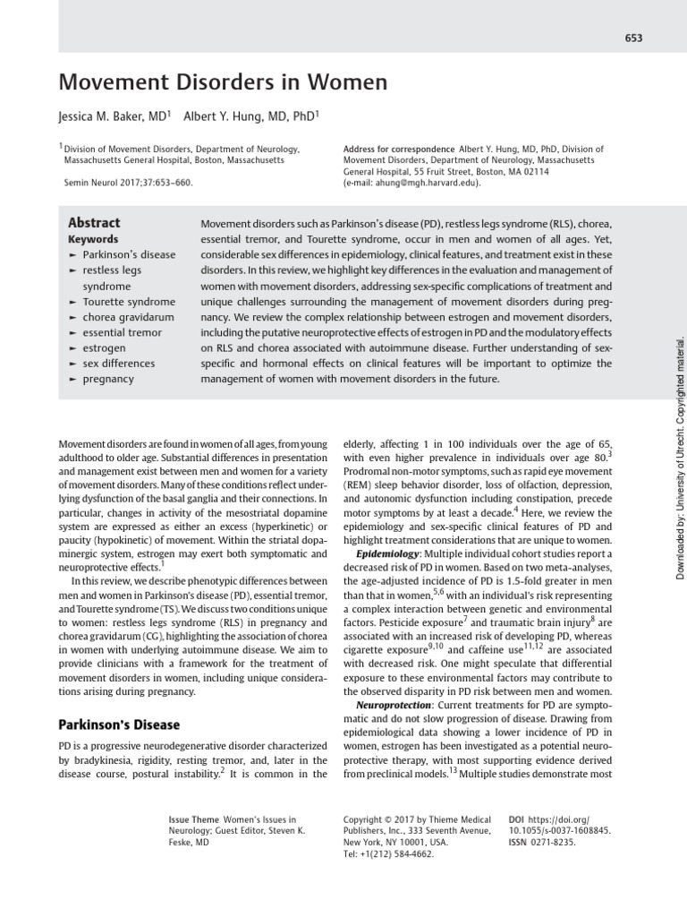 Movement Disorders in Women | PDF | Systemic Lupus Erythematosus ...