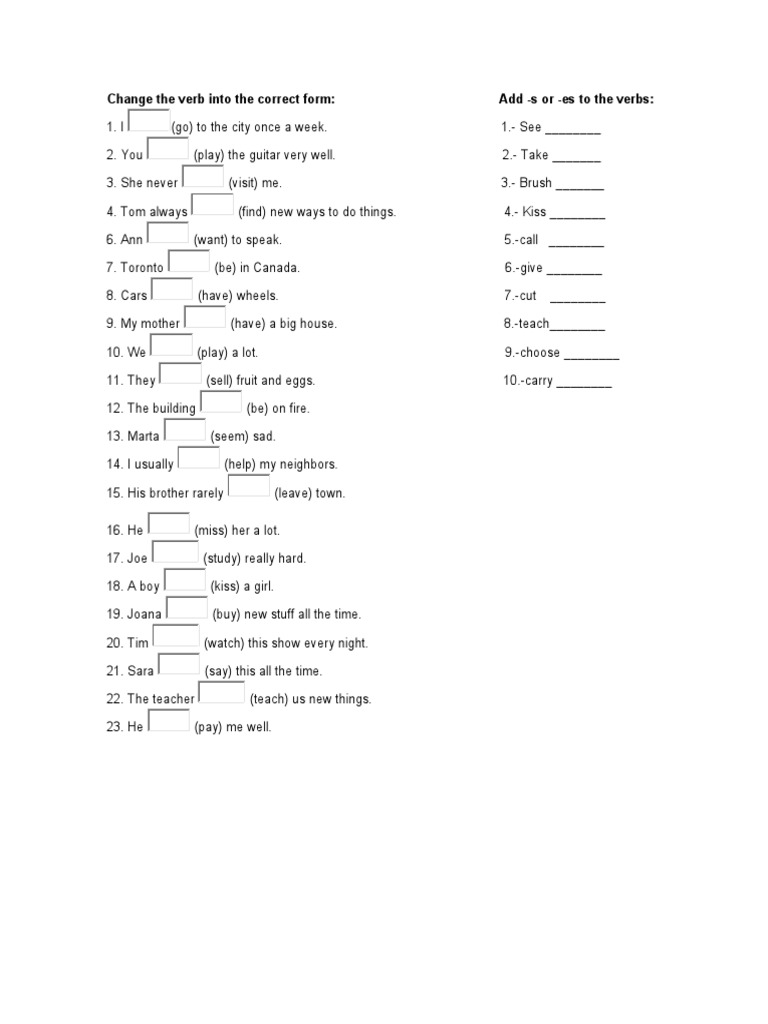 Change The Verb (Presente Simple) | PDF | Home & Garden