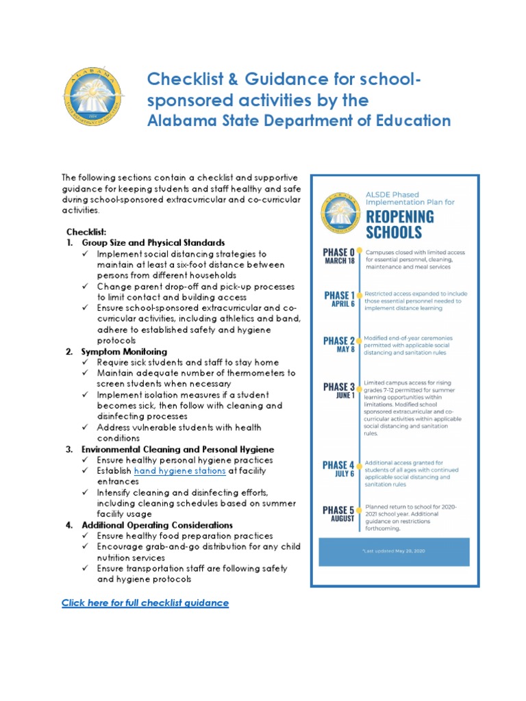 Summer Health Checklist for Schools | PDF | Hygiene | Hand Washing