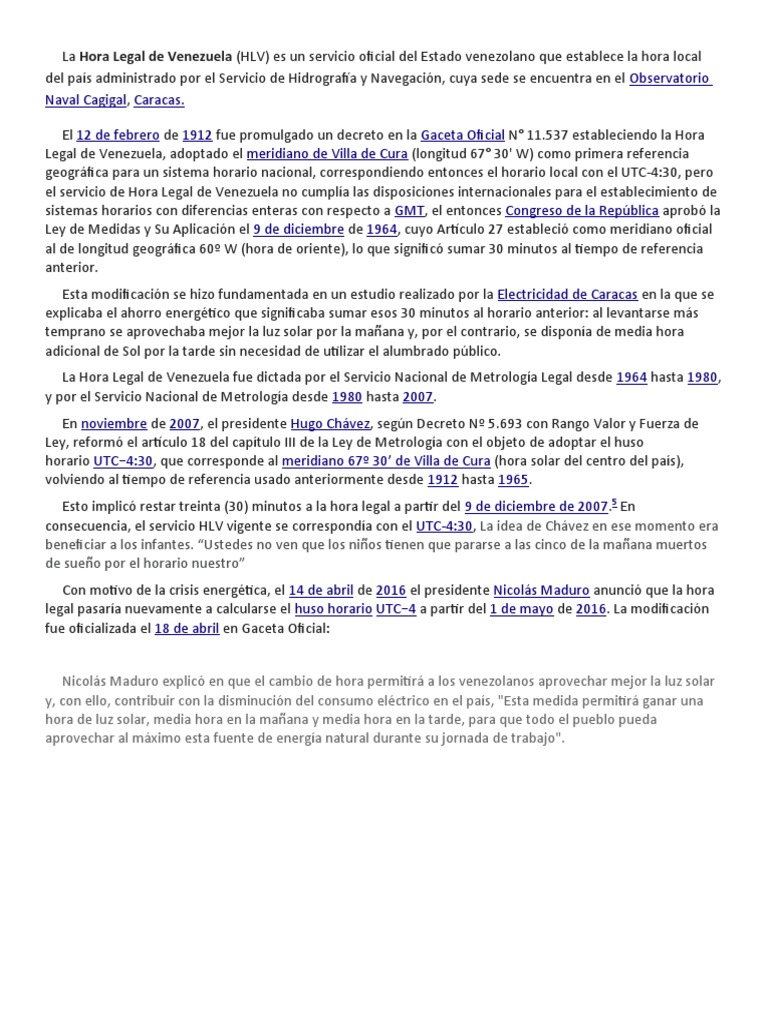 Tarea Huso Horario Venezuela | PDF | Venezuela | América del Sur