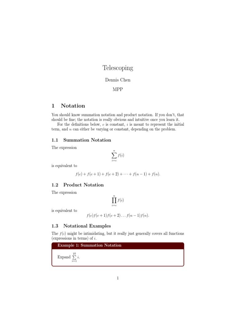 Telescoping: 1 Notation | PDF | Infinity | Fraction (Mathematics)