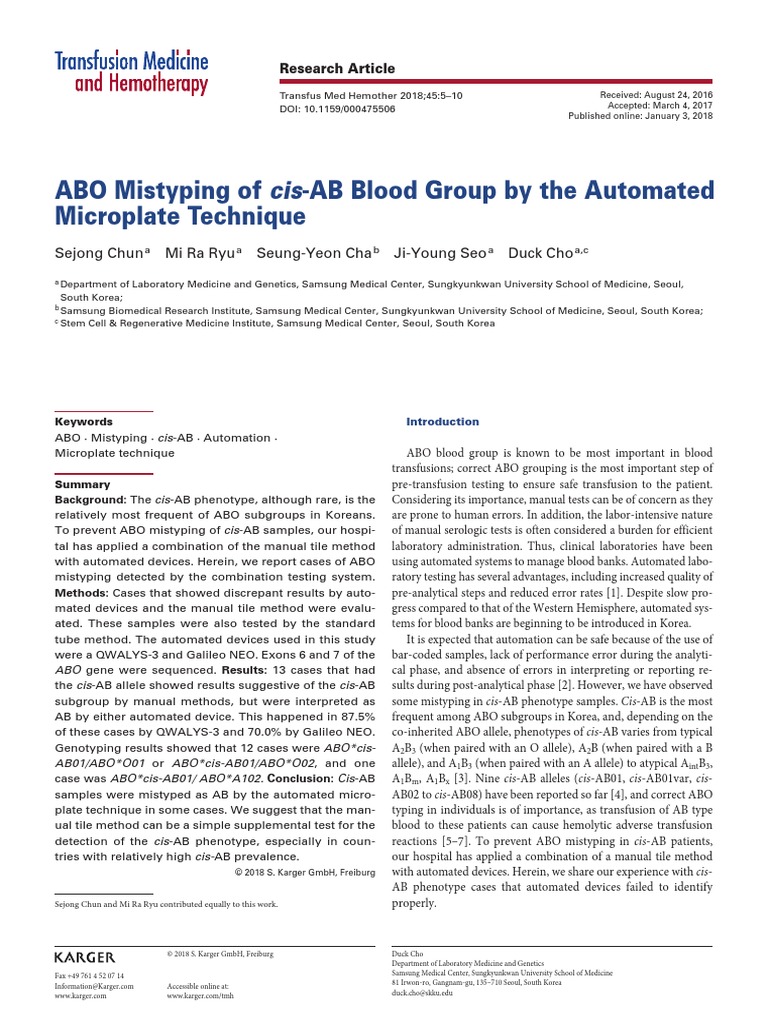 8 ABO Mistyping of cis-AB Blood Group by The Automated Microplate ...