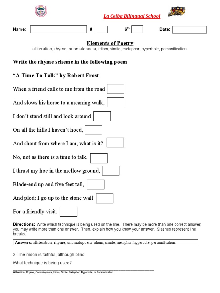 Elements of Poetry Practice | Download Free PDF | Rhyme | Poetry