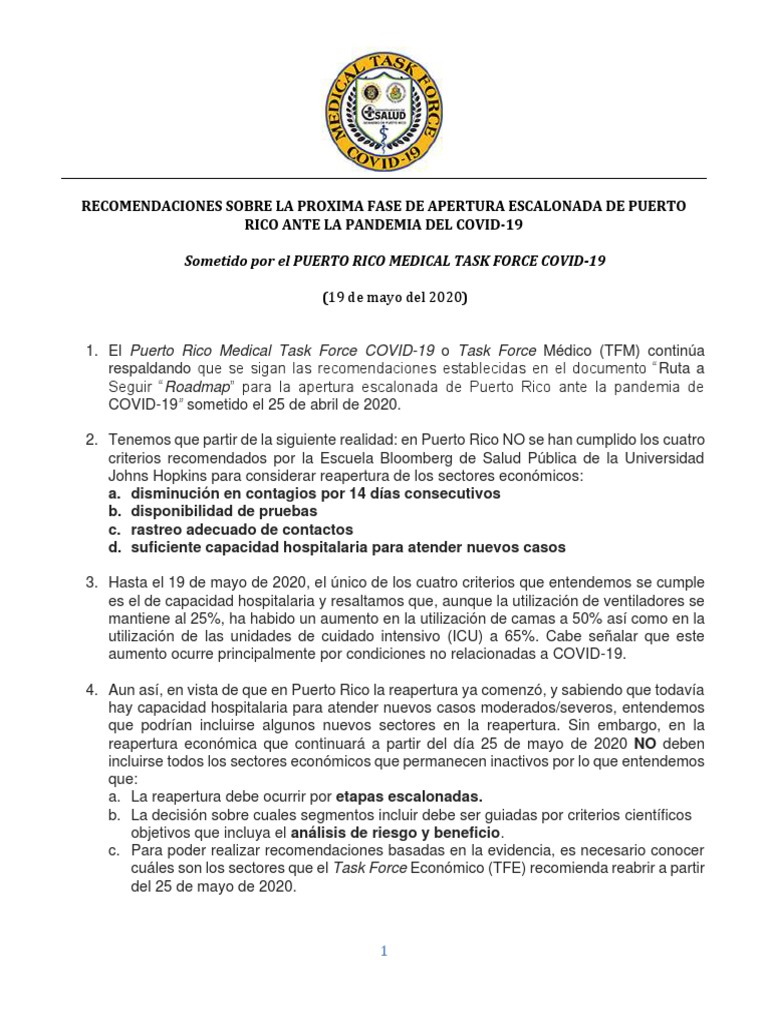 Task Force 19 de Mayo | PDF | Puerto Rico | Ciencias de la Salud