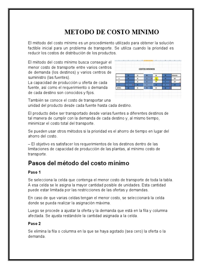 Metodo de Costo Minimo | PDF | Transporte | Business