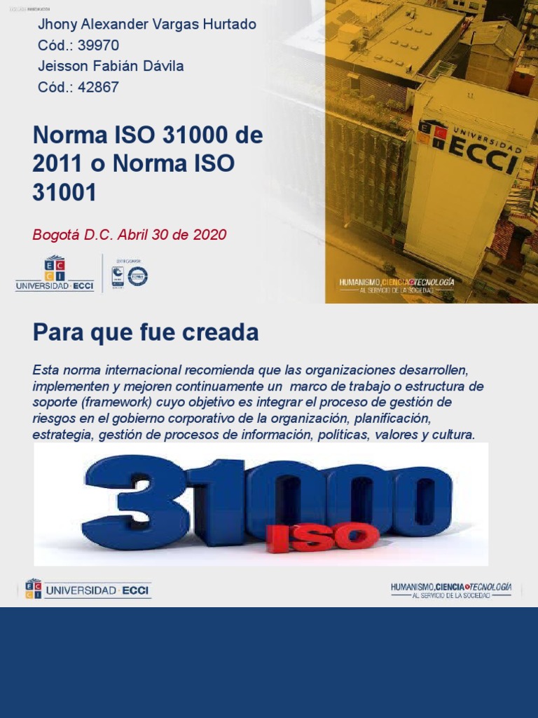 Norma Iso 31000 o 31001 | PDF | Riesgo | Planificación