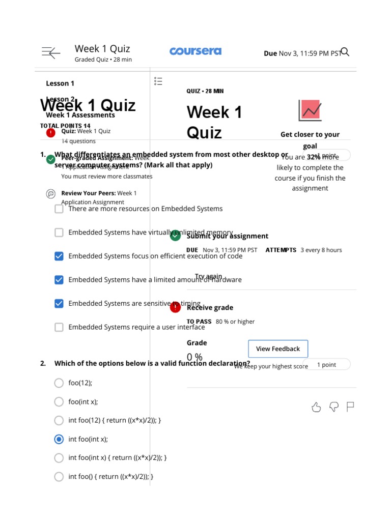 Quiz 1 Ans | PDF | Embedded System | Integer (Computer Science)