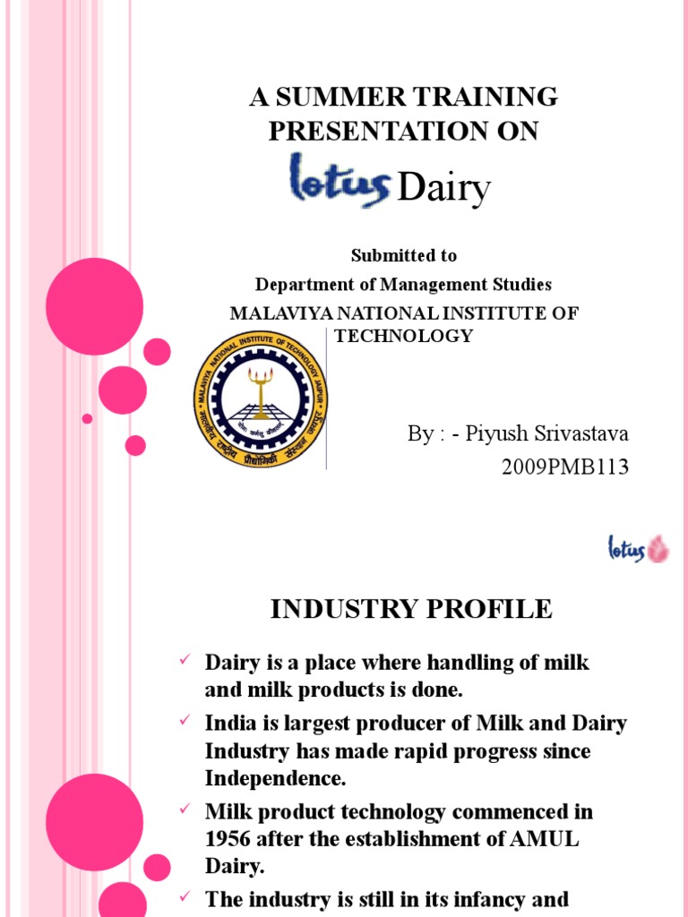 Lotus Dairy Presentation | PDF | Dairy | Milk