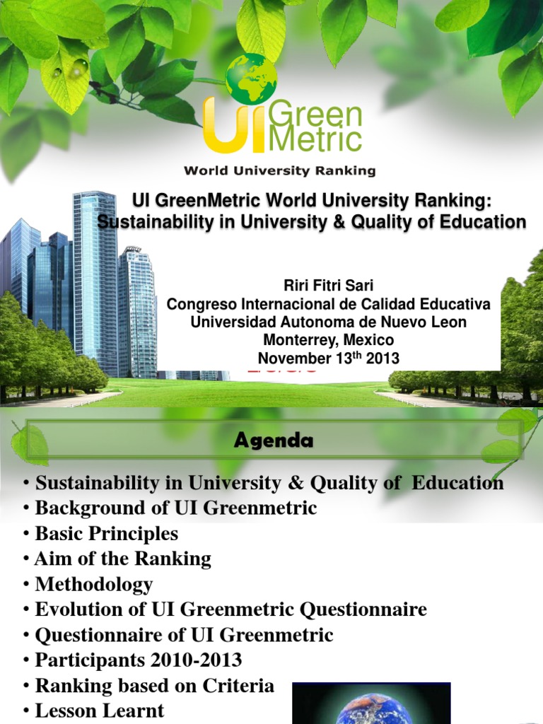 Green Metric: Ui Greenmetric World University Ranking: Sustainability ...