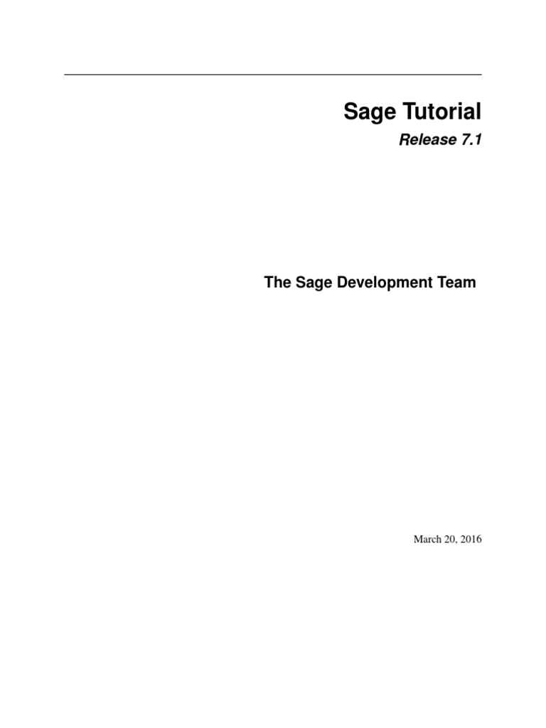 Sage Tutorial: Release 7.1 | PDF | Parameter (Computer Programming ...