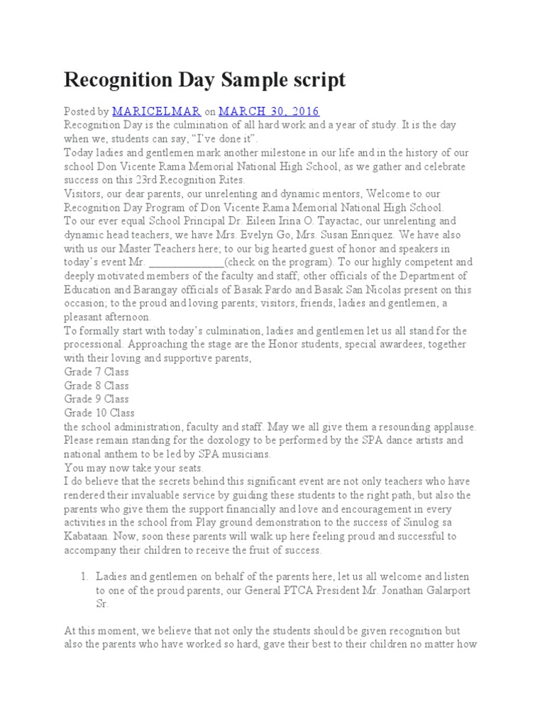 Sample Script For Graduation | PDF