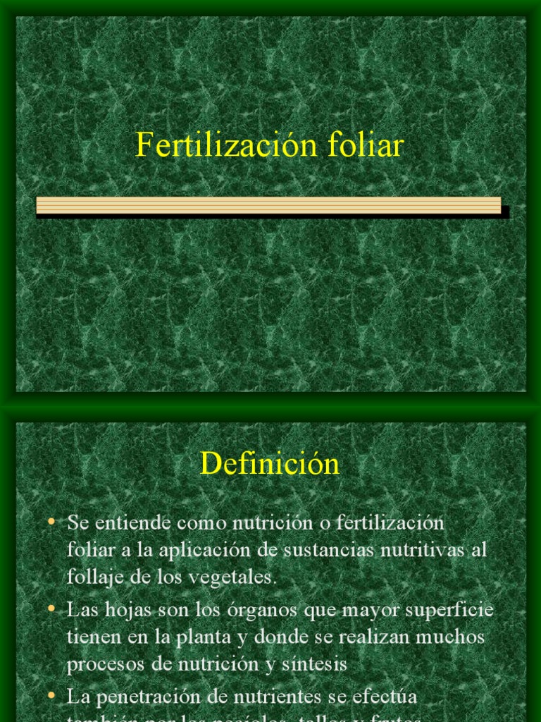 Definición y ventajas de la fertilización foliar | PDF | Hoja | Nutrientes