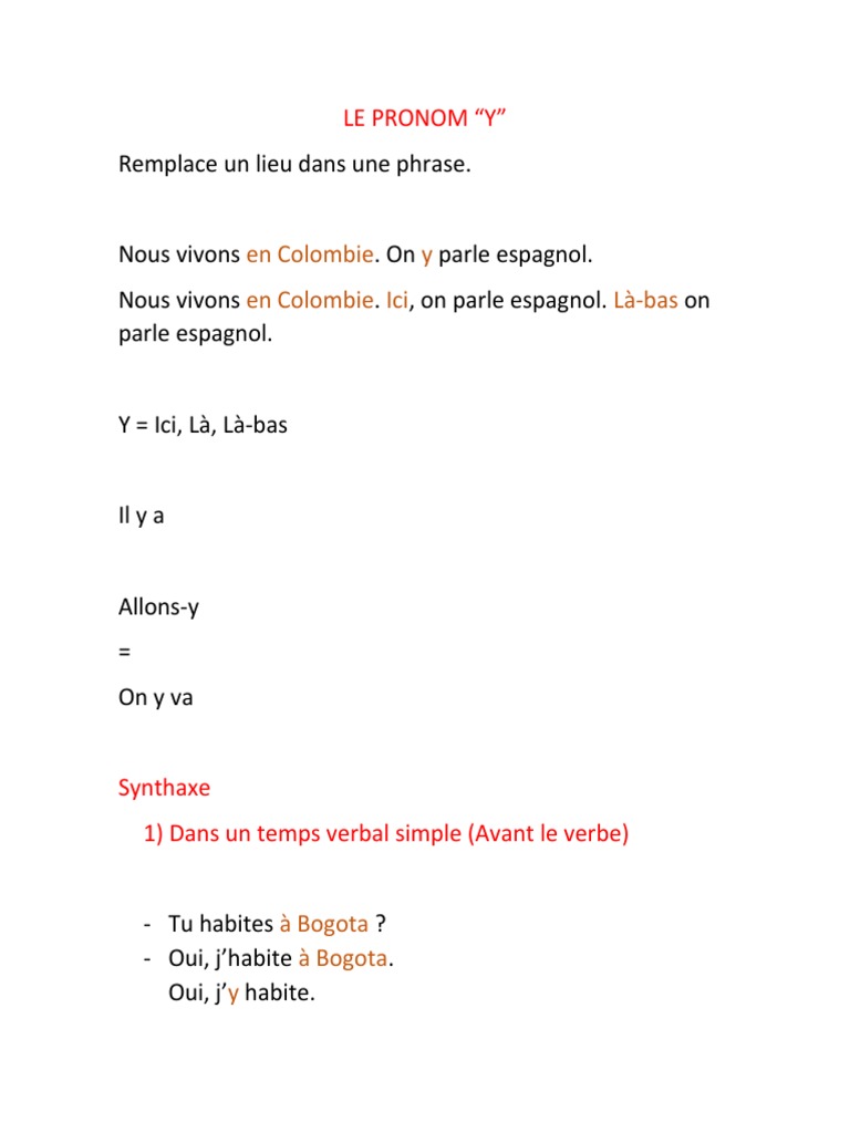 Utilisation du pronom "Y" en espagnol | PDF | Art