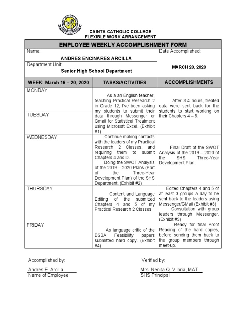 Employee Accomplishment Form | PDF | Behavior Modification | Cognition