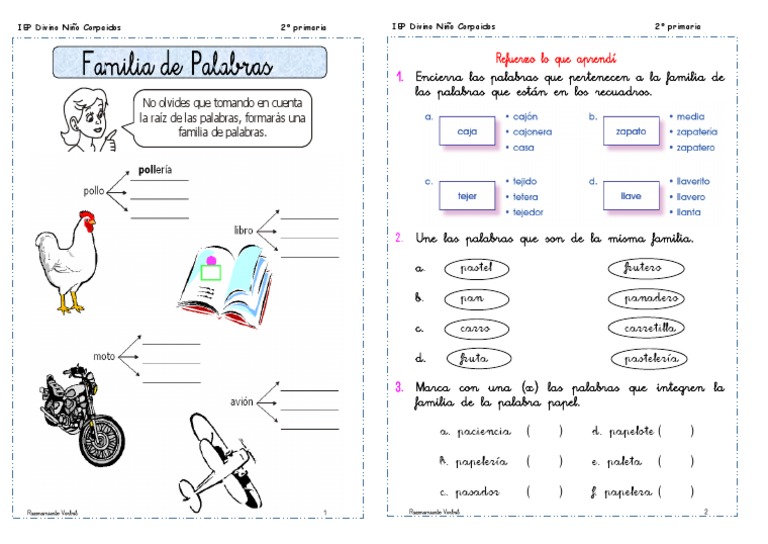 Tema 1 - Familia de Palabras - RV 2° | PDF