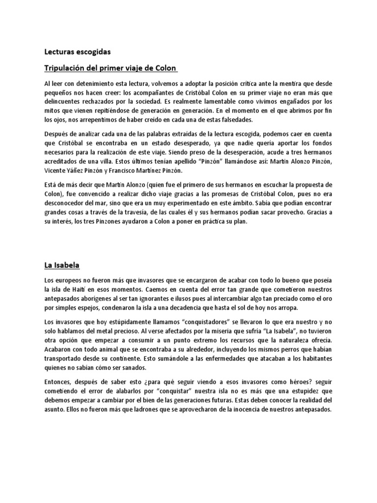 Lecturas Historicas | PDF | República Dominicana | Cristobal colon