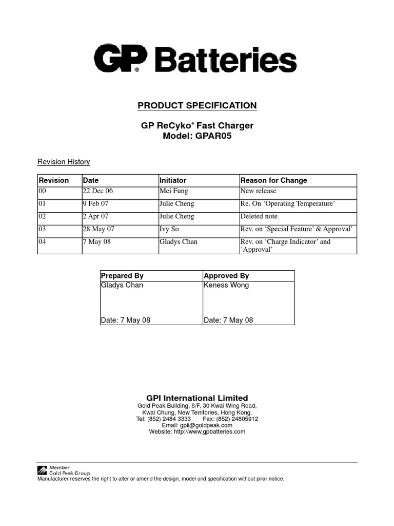 GP ReCyko+ Fast Charger Manual | PDF | Battery Charger | Rechargeable ...