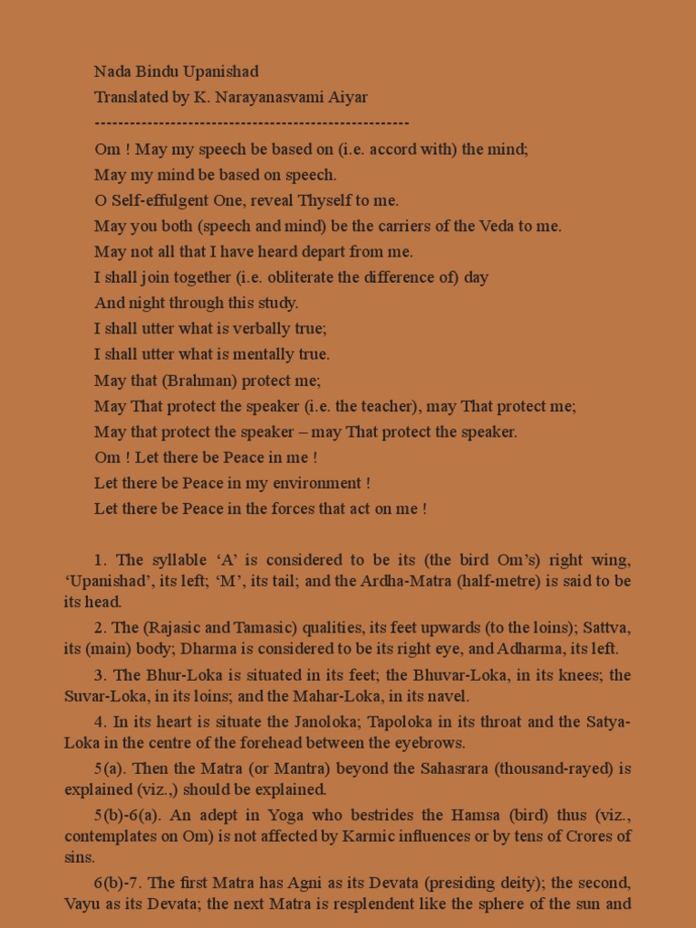 Nada Bindu Upanishad: A Spiritual Guide | PDF | Indology | Nondualism