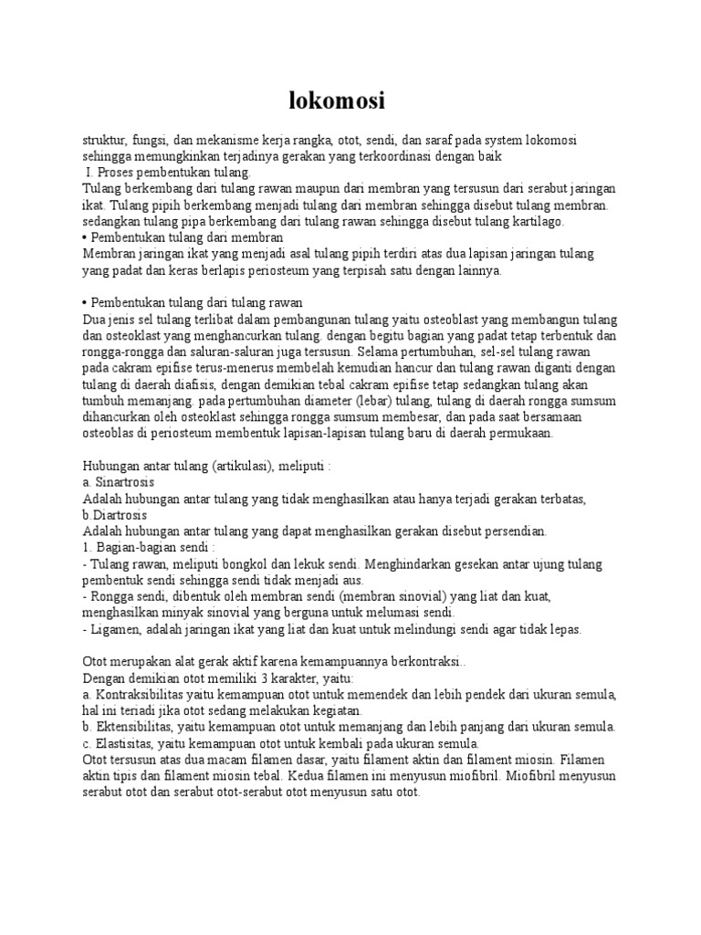 Sistem Lokomosi dan Fungsinya | PDF | Sains & Matematika