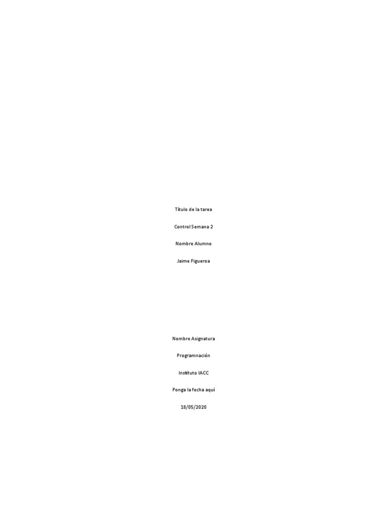 Control Semana 2 Programacion | PDF | Programación de computadoras ...