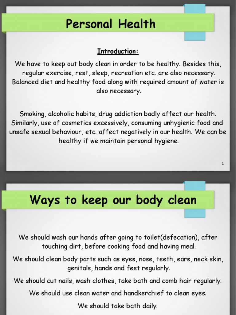 Importance of Personal Health and Hygiene | PDF | Hygiene | Health Sciences