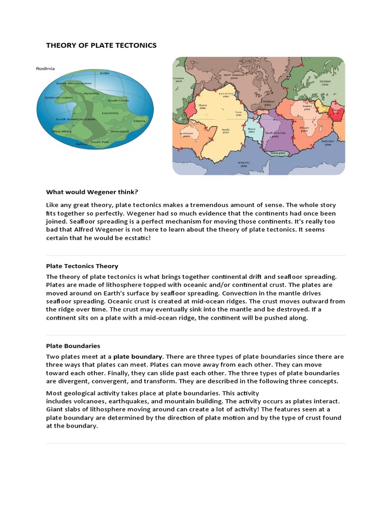 Theory of Plate Tectonics: What Would Wegener Think? | PDF | Plate ...