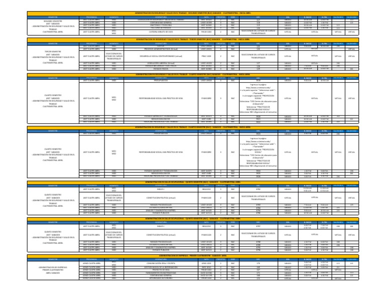 Horario SSTT | PDF | Conceptos psicologicos | Salud y bienestar