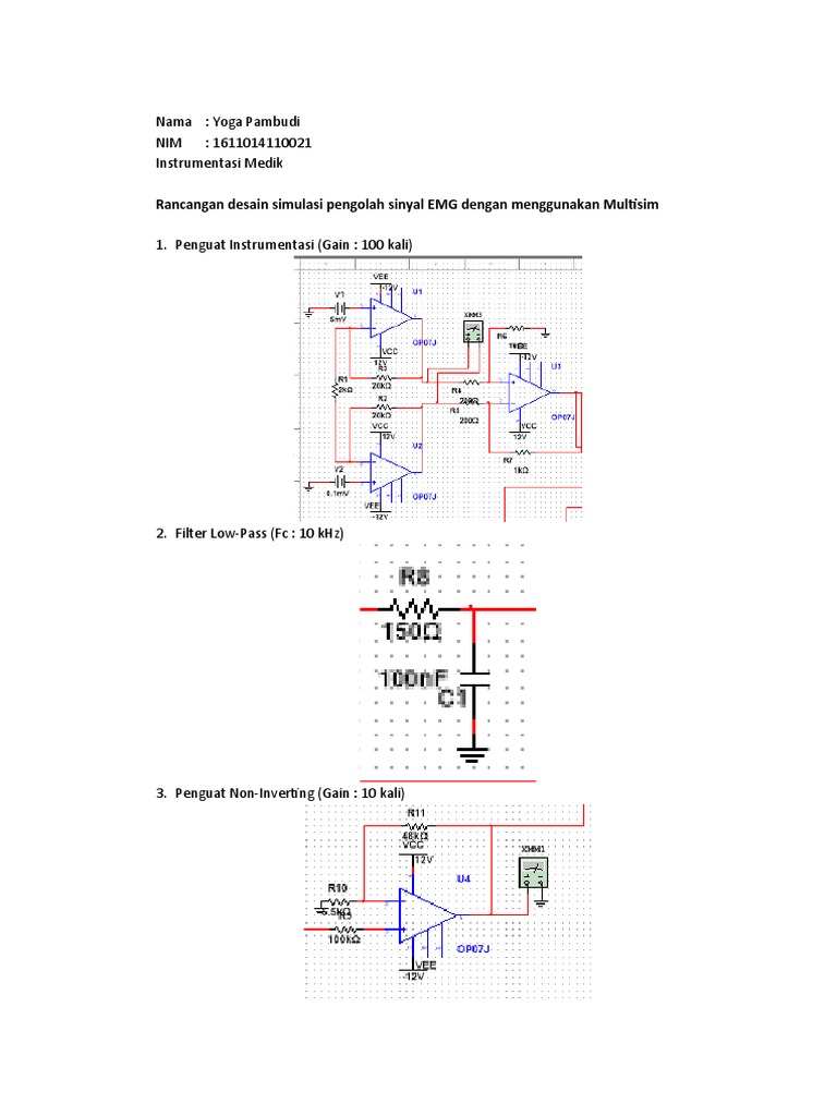 Rancangan Simulasi Pengolah Sinyal EMG Menggunakan Multisim | PDF