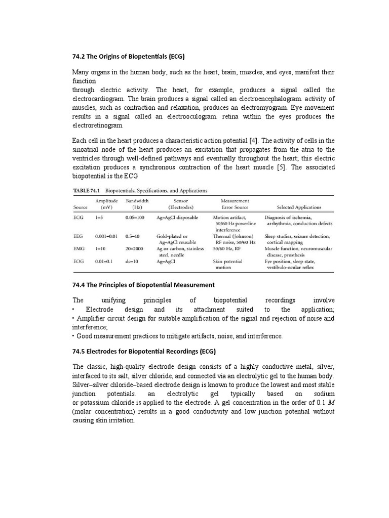 ECG Biopotential Measurement Techniques | PDF | Electrocardiography ...