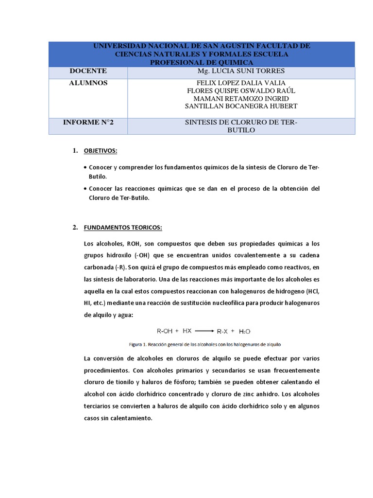 Practica 2. Sintesis de Cloruro de Ter-Butilo | PDF | Ácido clorhídrico ...