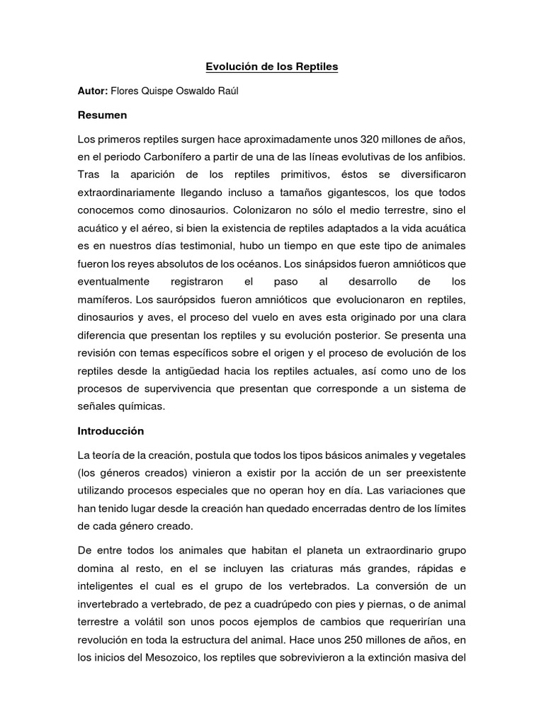 Evolución de Los Reptiles | Descargar gratis PDF | Reptil | Mamíferos