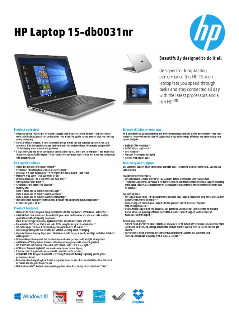 HP Laptop 15-db0031nr: Beautifully Designed To Do It All | PDF | Laptop ...