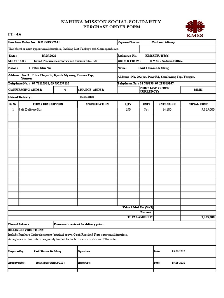 Purchase Order Form (New) | PDF | Invoice | Money
