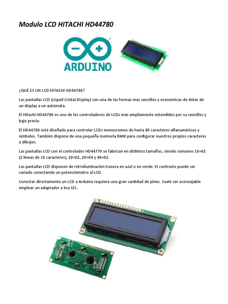 Módulo - 08 A LCD HITACHI HD44780 | PDF | Pantalla de cristal líquido ...