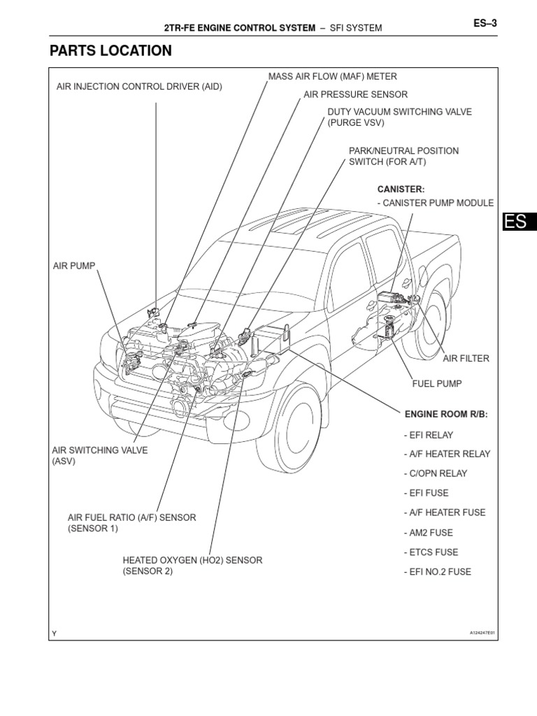 Parts Location: 2Tr-Fe Engine Control System - Sfi System | PDF | Fuel Injection | Throttle