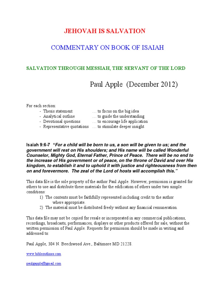 Isaiah Paul Apple | PDF | Isaiah | Book Of Isaiah