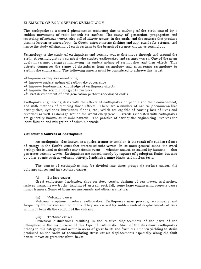 Elements of Earthquake Seismology | PDF | Fault (Geology) | Plate Tectonics
